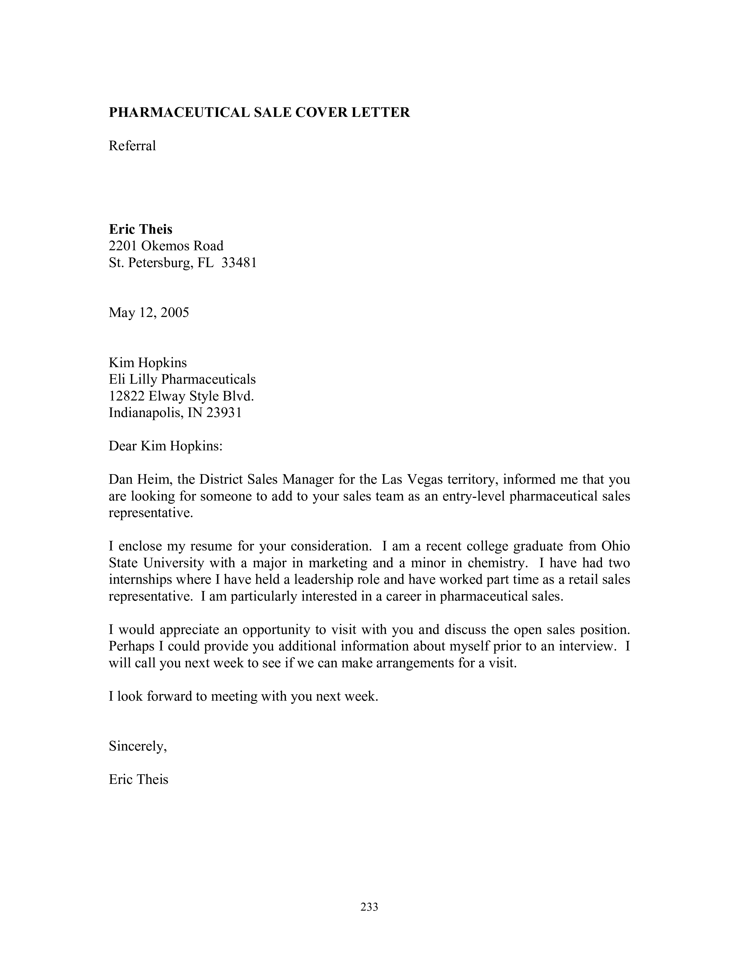 Pharmaceutical Cover Letter | Templates at allbusinesstemplates.com