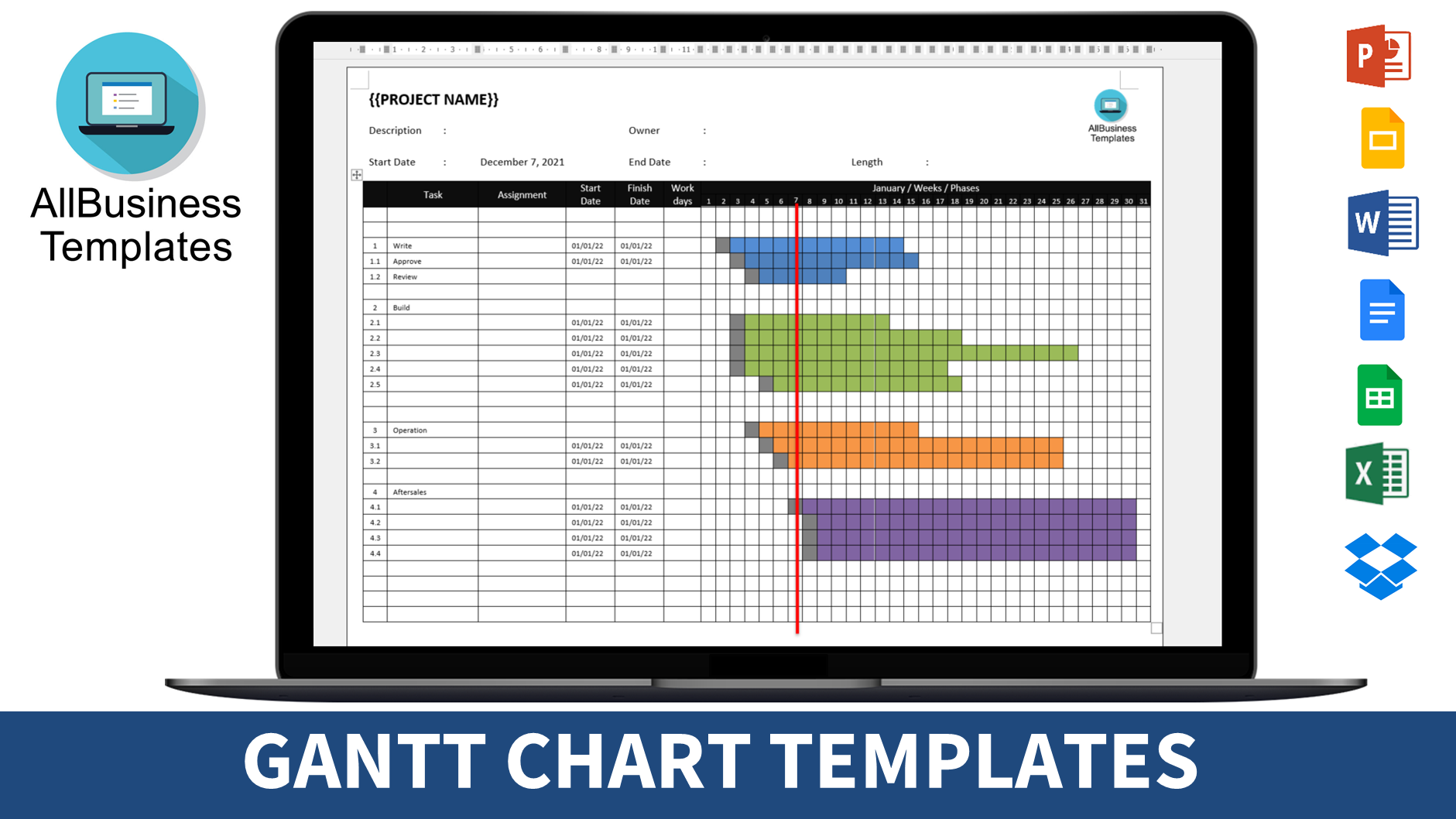 Kostenloses Gantt Chart Template