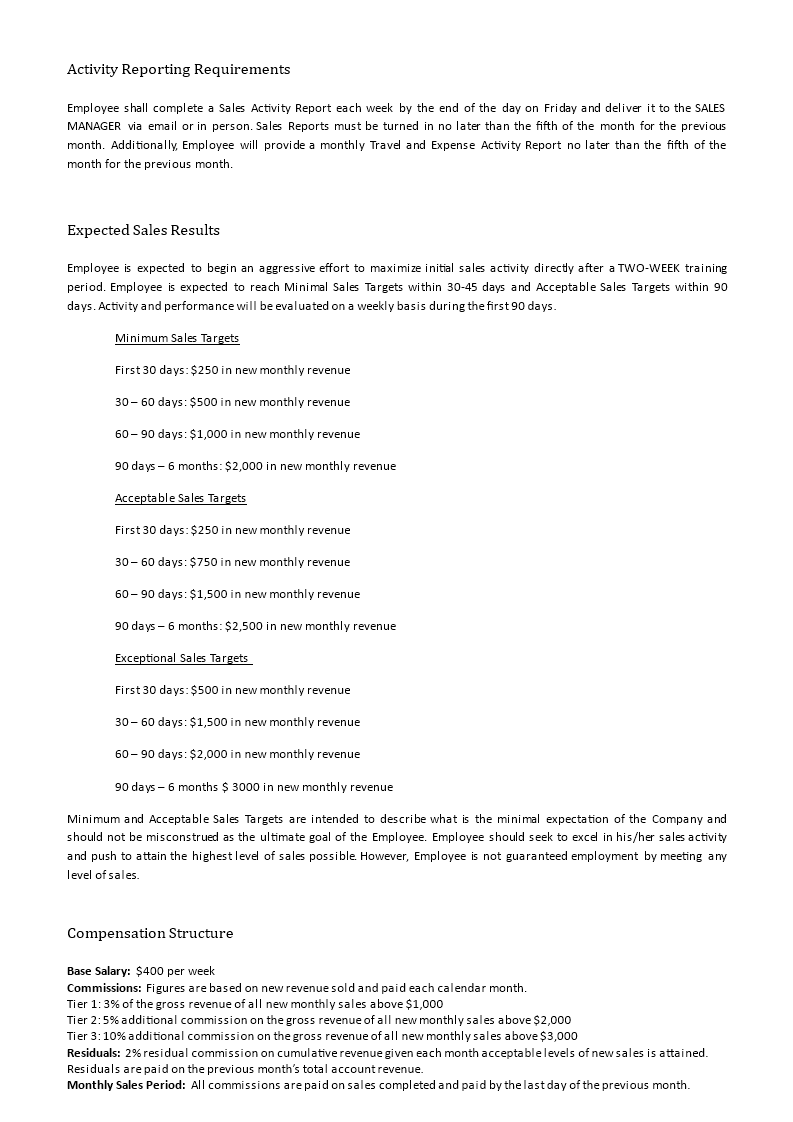 Sales Commission Contract Example | Templates at allbusinesstemplates.com