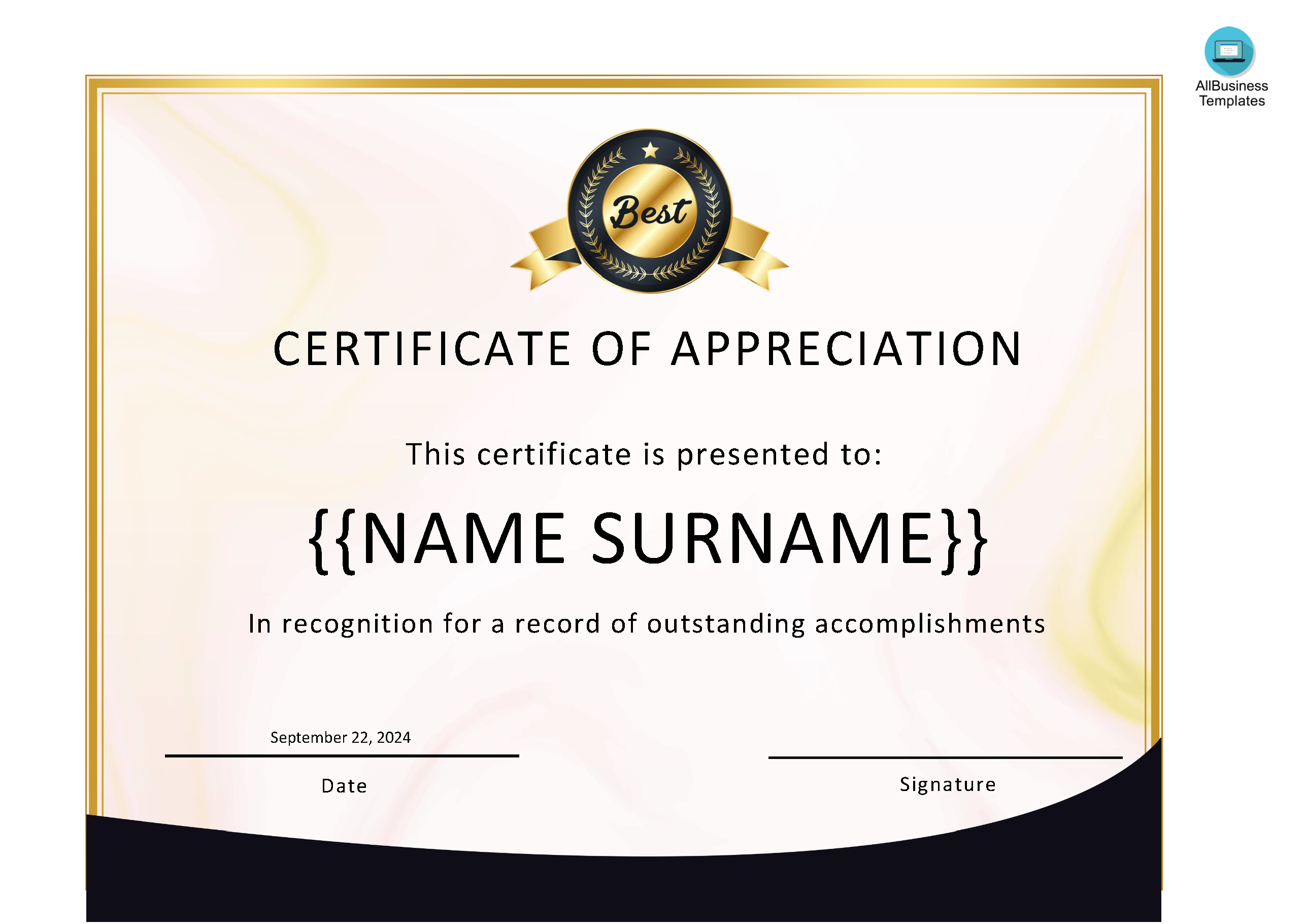 Certificate of Appreciation Template Word | Templates at ...