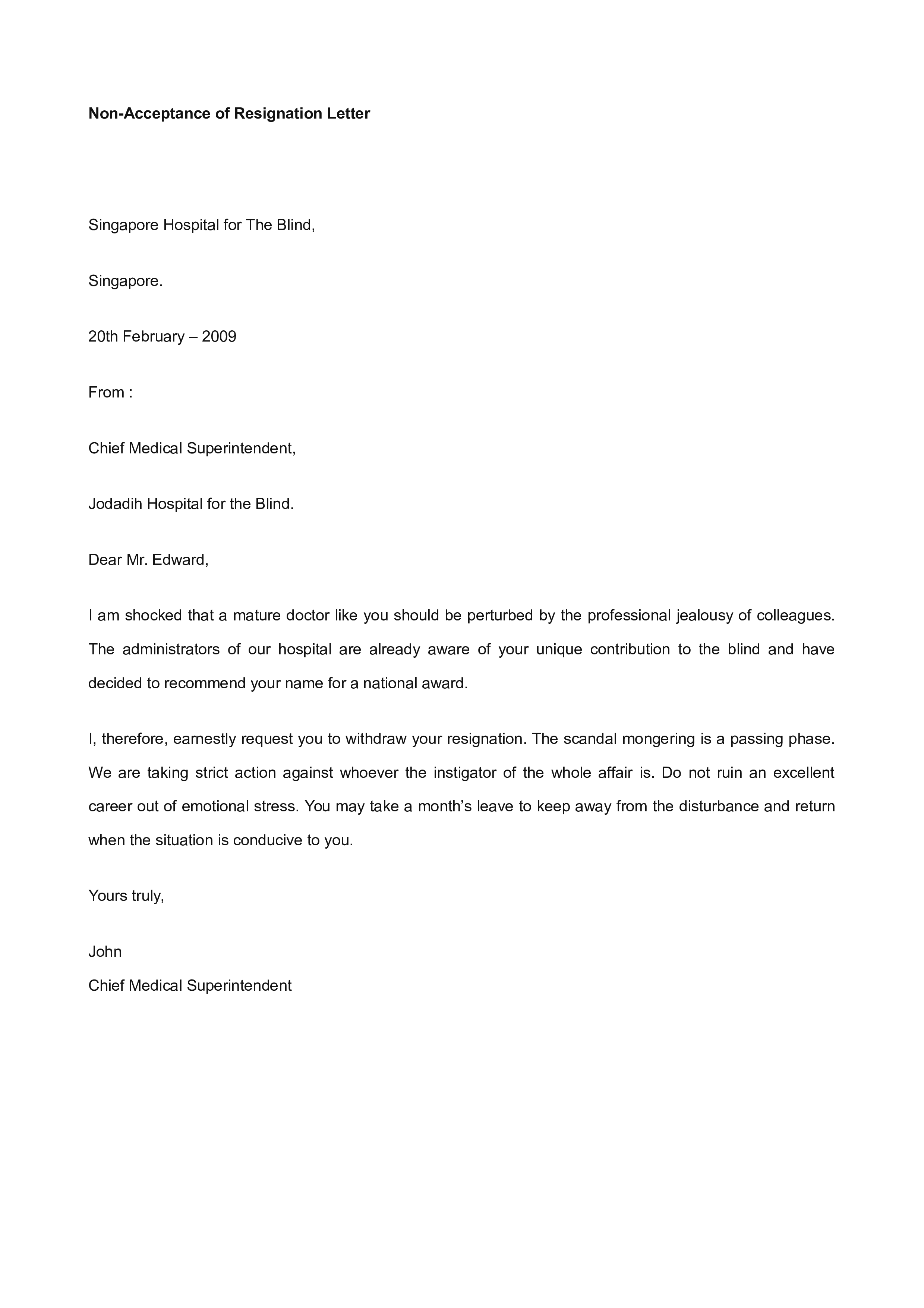 T l charger Gratuit Non Acceptance Of Resignation Letter