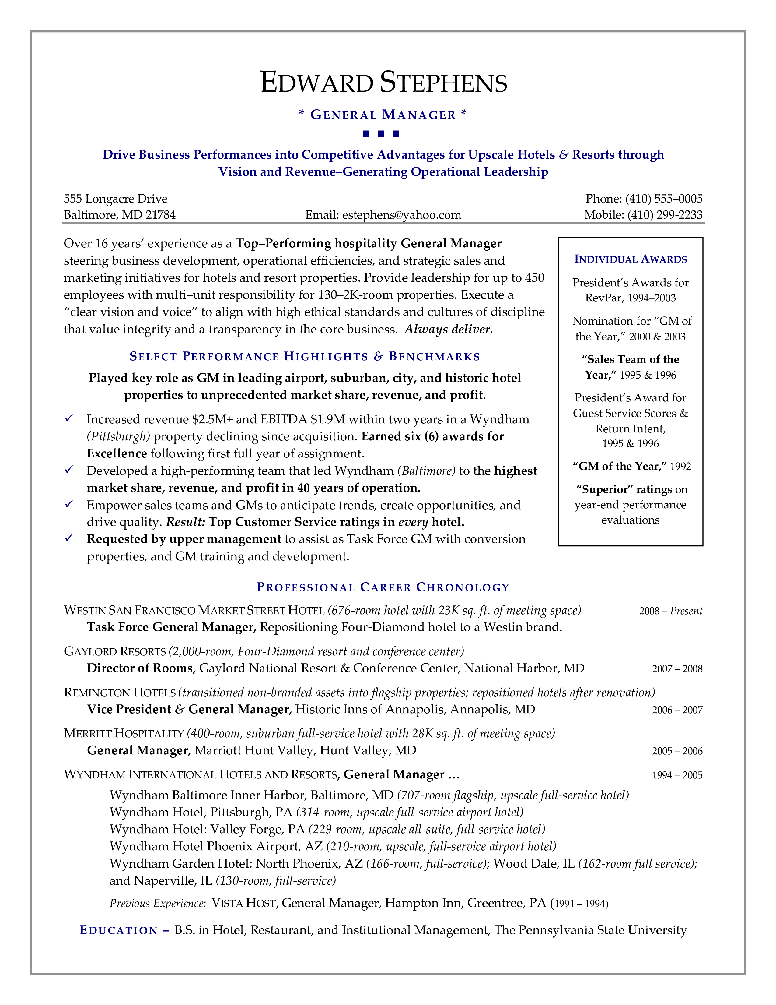 General Manager Resume Examples Infusdesign