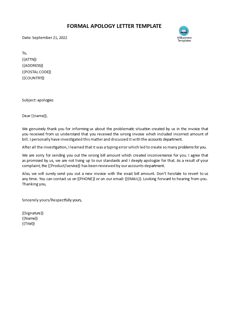T l charger Gratuit Professional Apology Letter