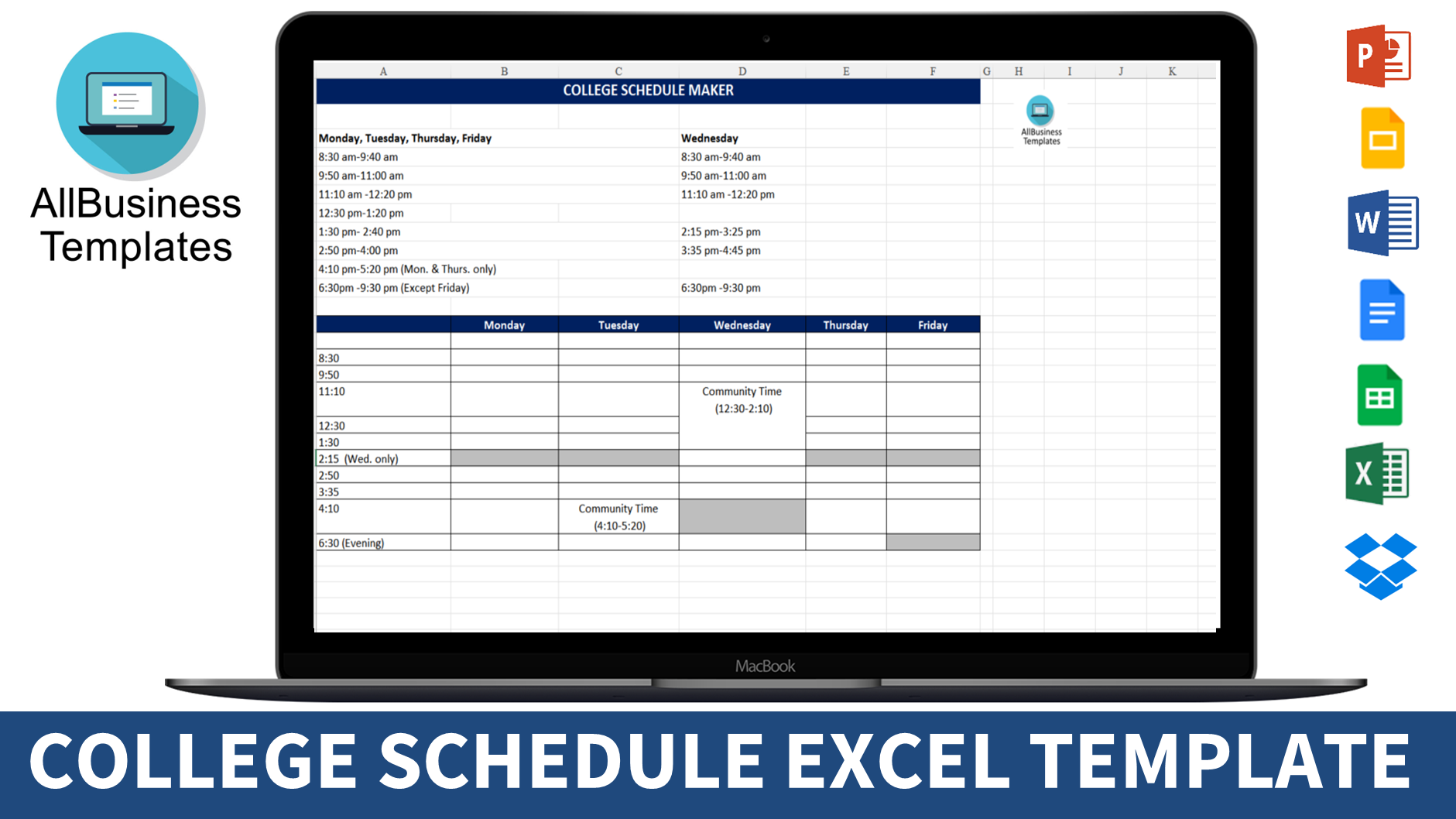 College Schedule | Templates at allbusinesstemplates.com