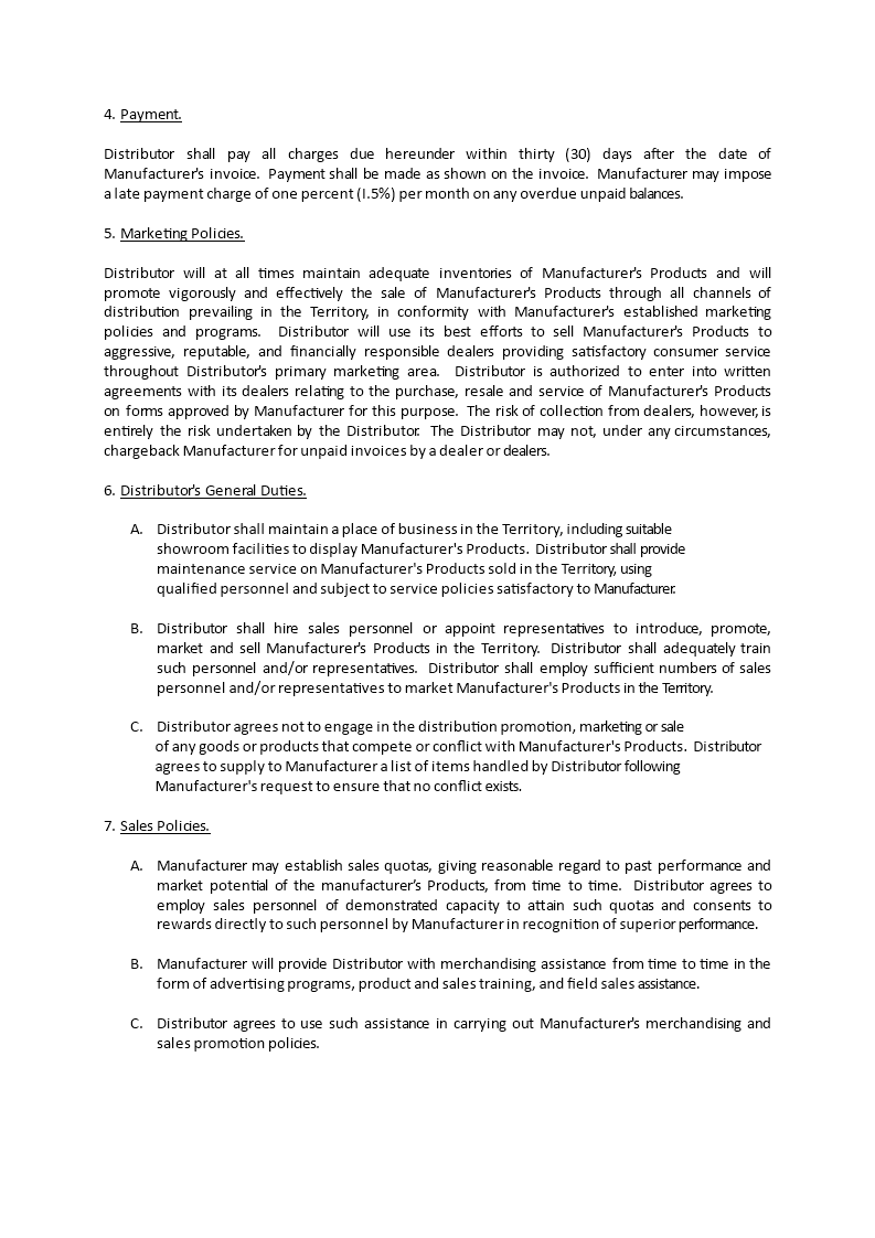 Distributor Agreement | Templates at allbusinesstemplates.com