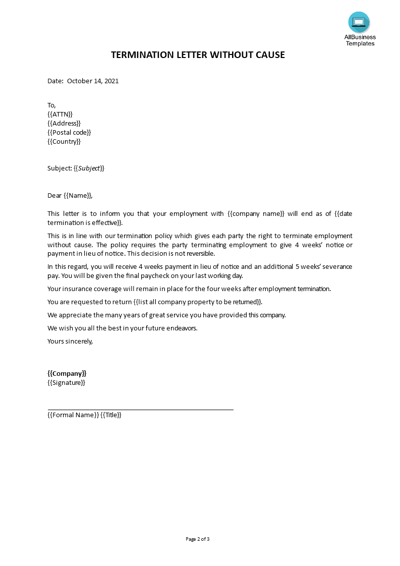 Gratis Employment Termination Letter Template gratis-employment-termination-letter-template