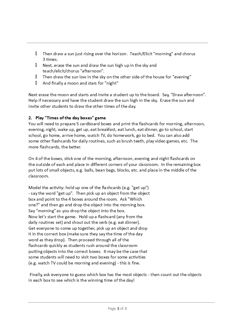 Daily Routine Lesson Plan | Templates at allbusinesstemplates.com