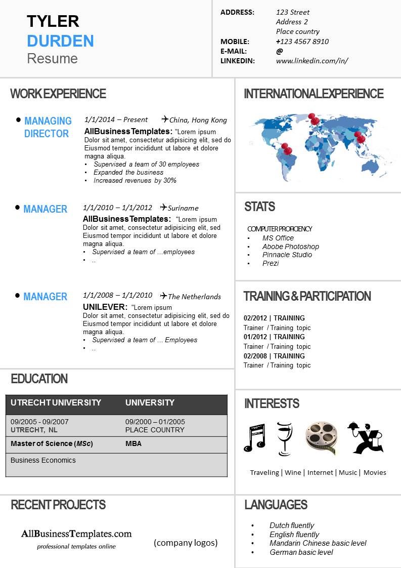 International Resume | Templates at allbusinesstemplates.com