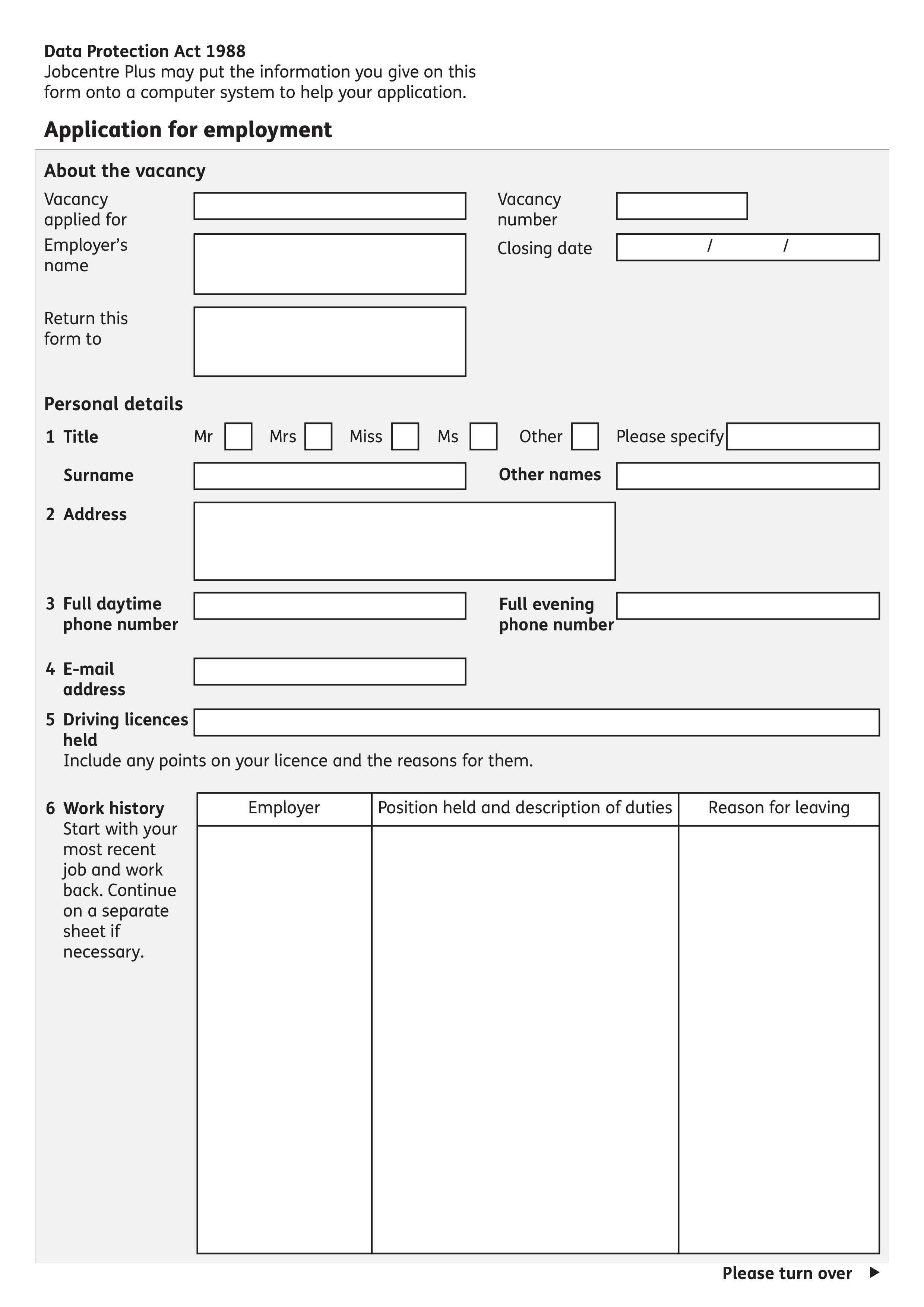 Job Application Format | Templates at allbusinesstemplates.com