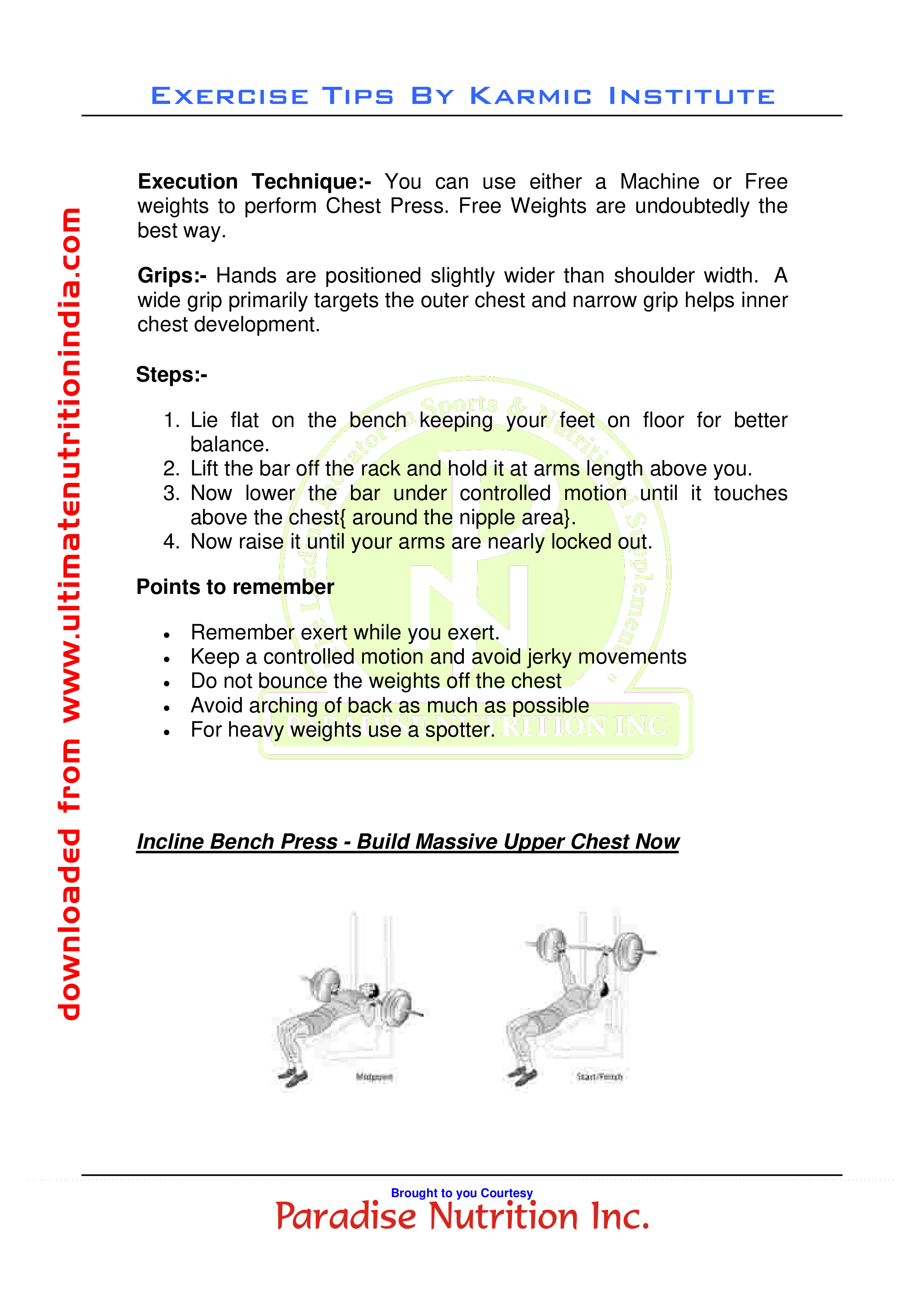 Chest Workout Chart | Templates at allbusinesstemplates.com
