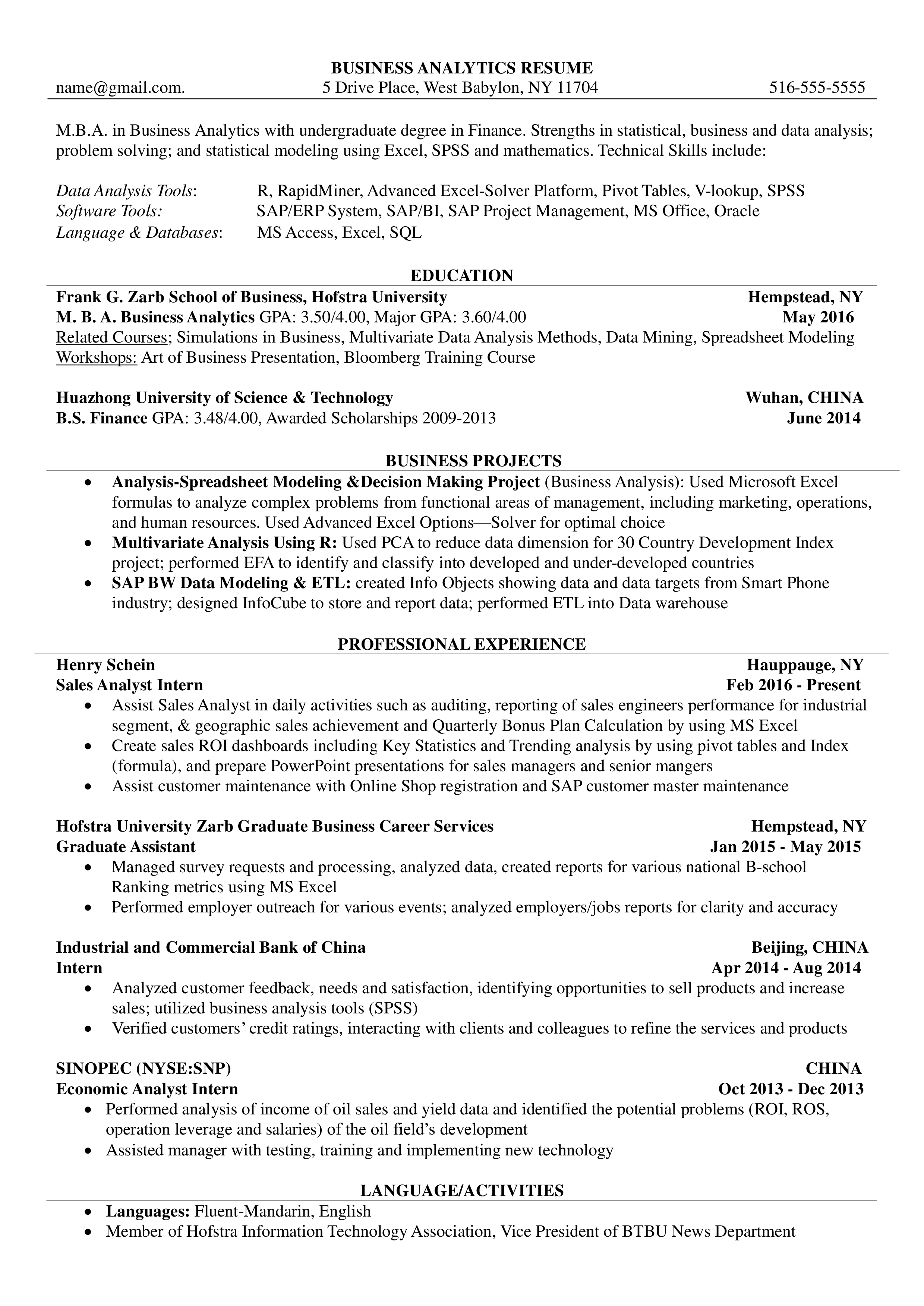 Business Analyst Internship Curriculum Vitae | Templates at ... Business Analyst Internship Curriculum Vitae | Templates at ...