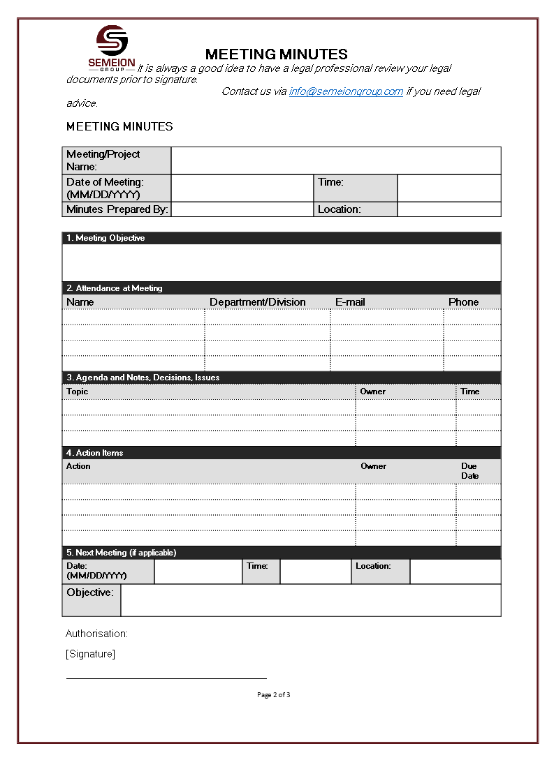 Project Meeting Minutes | Templates at allbusinesstemplates.com
