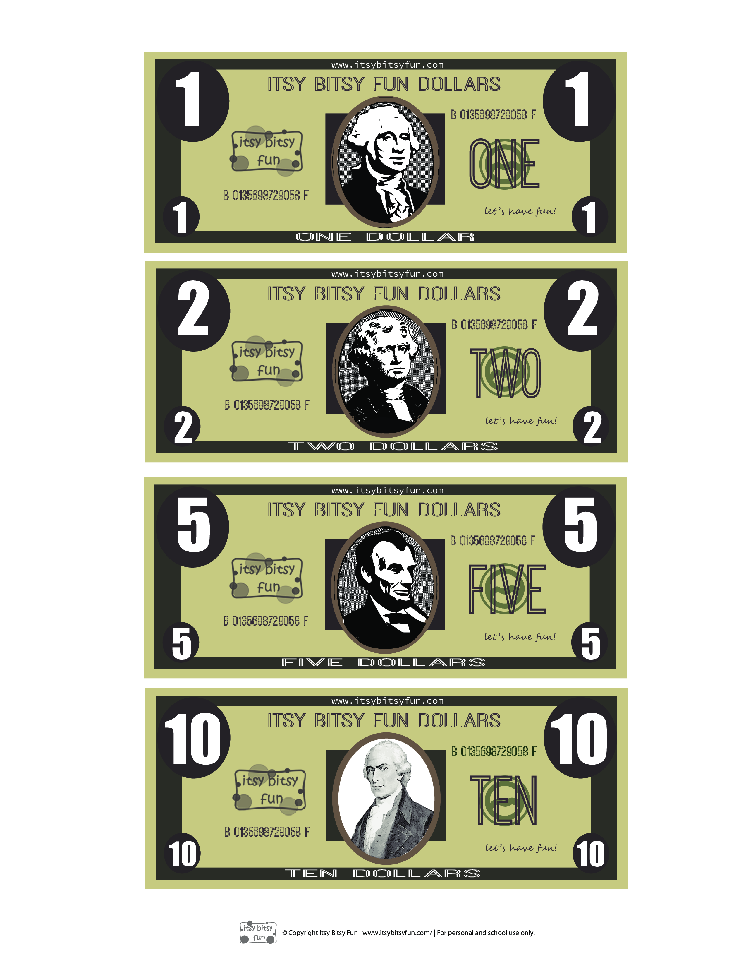 Printable Play Money Template