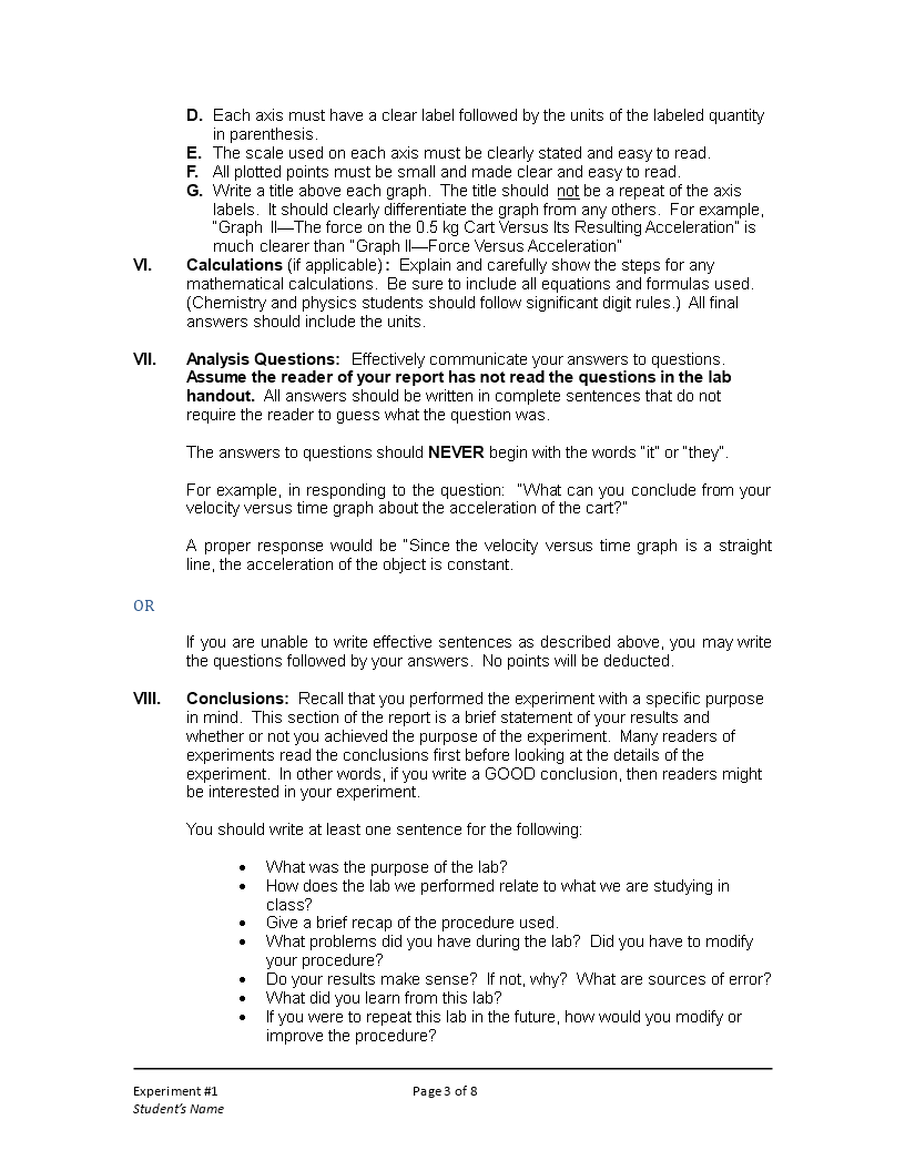 Physics Lab Report Format | Templates at allbusinesstemplates.com