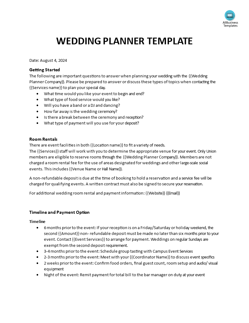 Wedding Planner | Templates at allbusinesstemplates.com