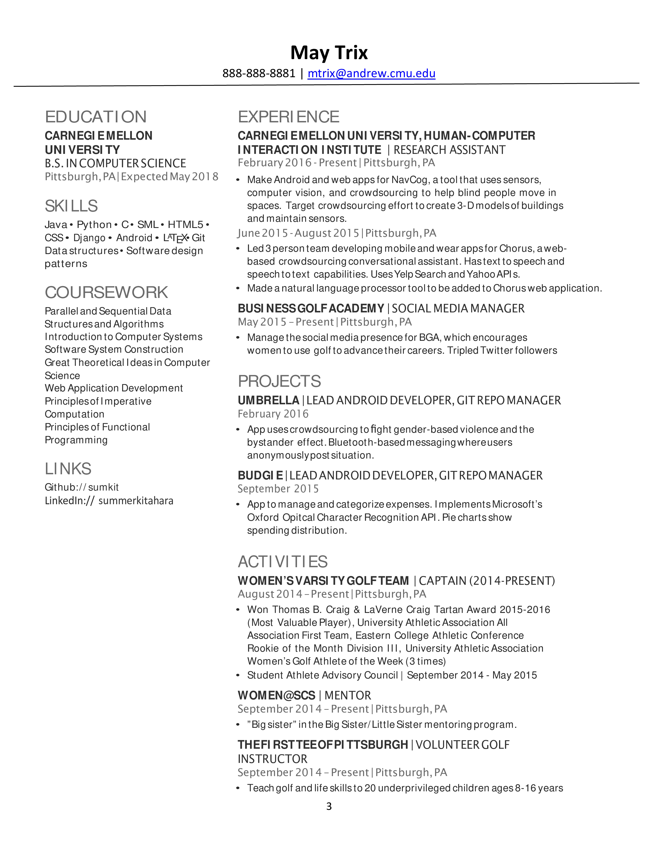 Kostenloses Computer Engineering Internship Resume