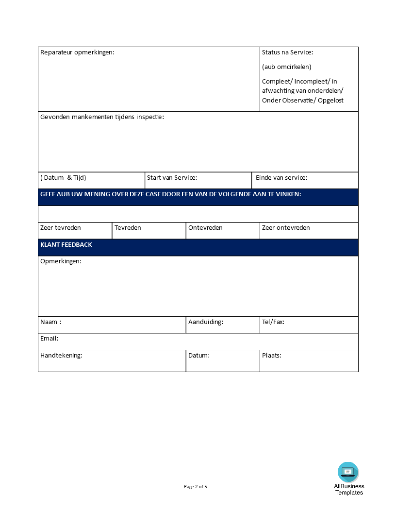 Klantenservice Rapport | Templates at allbusinesstemplates.com