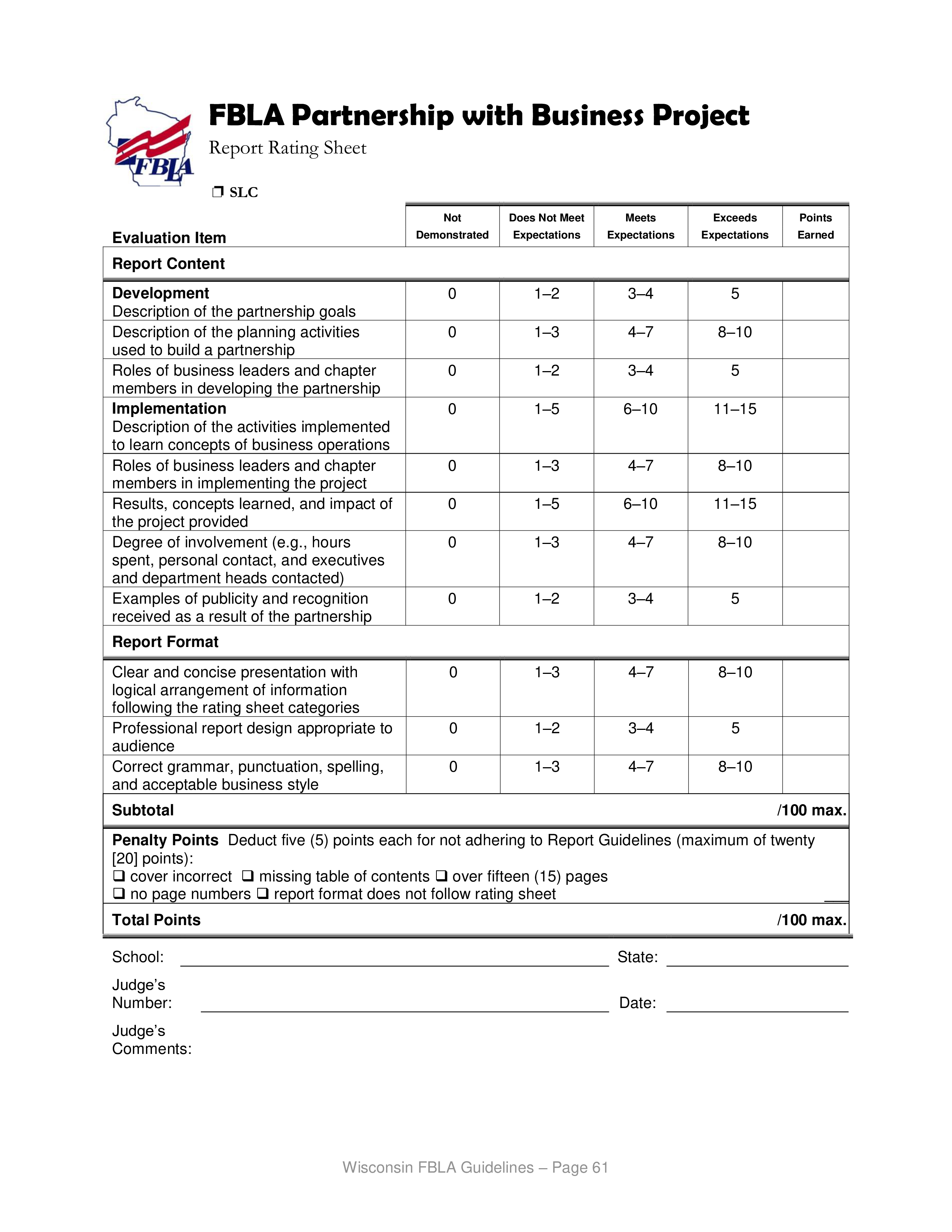 Business Project Report Rating Sheet Templates At