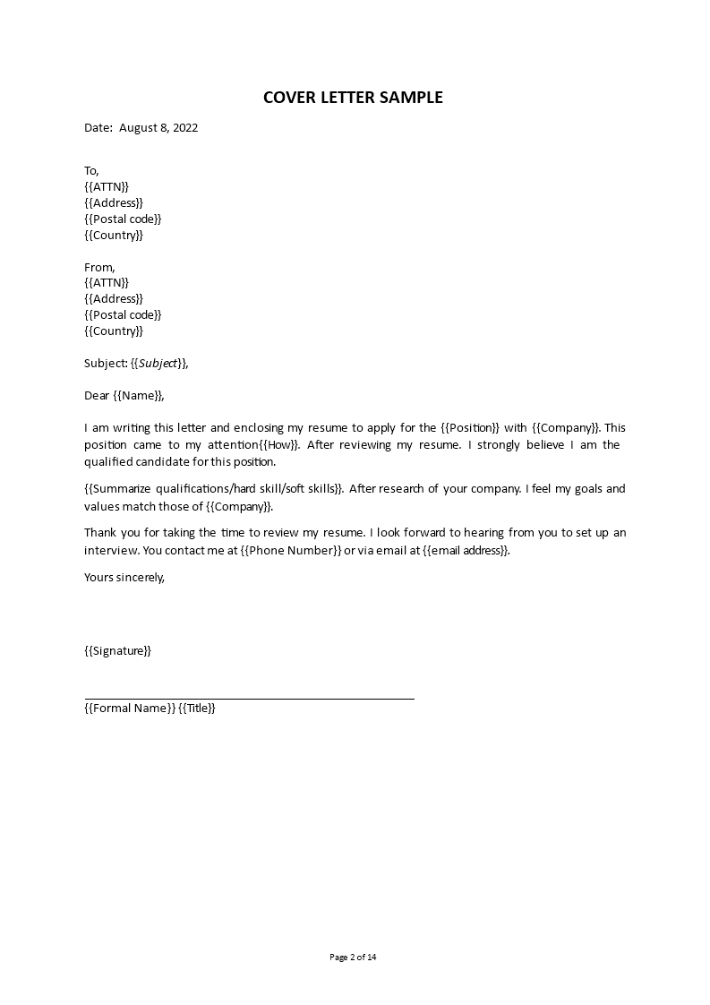 libreng Cover Letter Format for Job Application