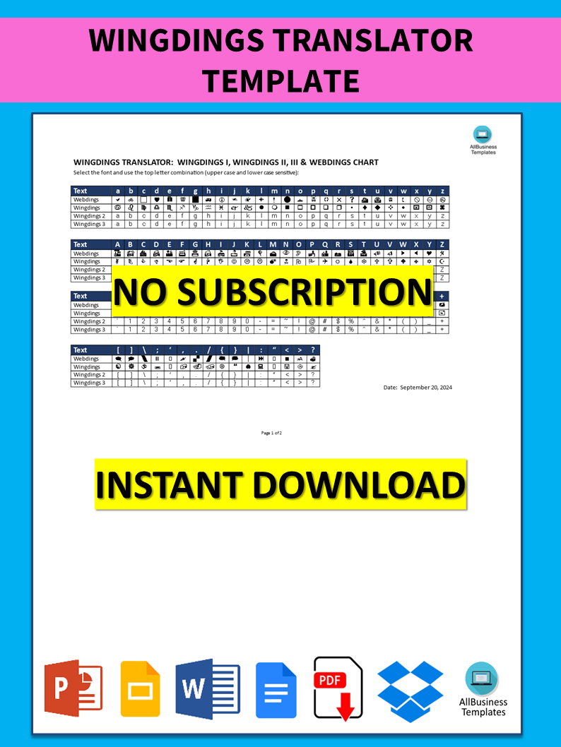 Wingdings Translator | Templates at allbusinesstemplates.com