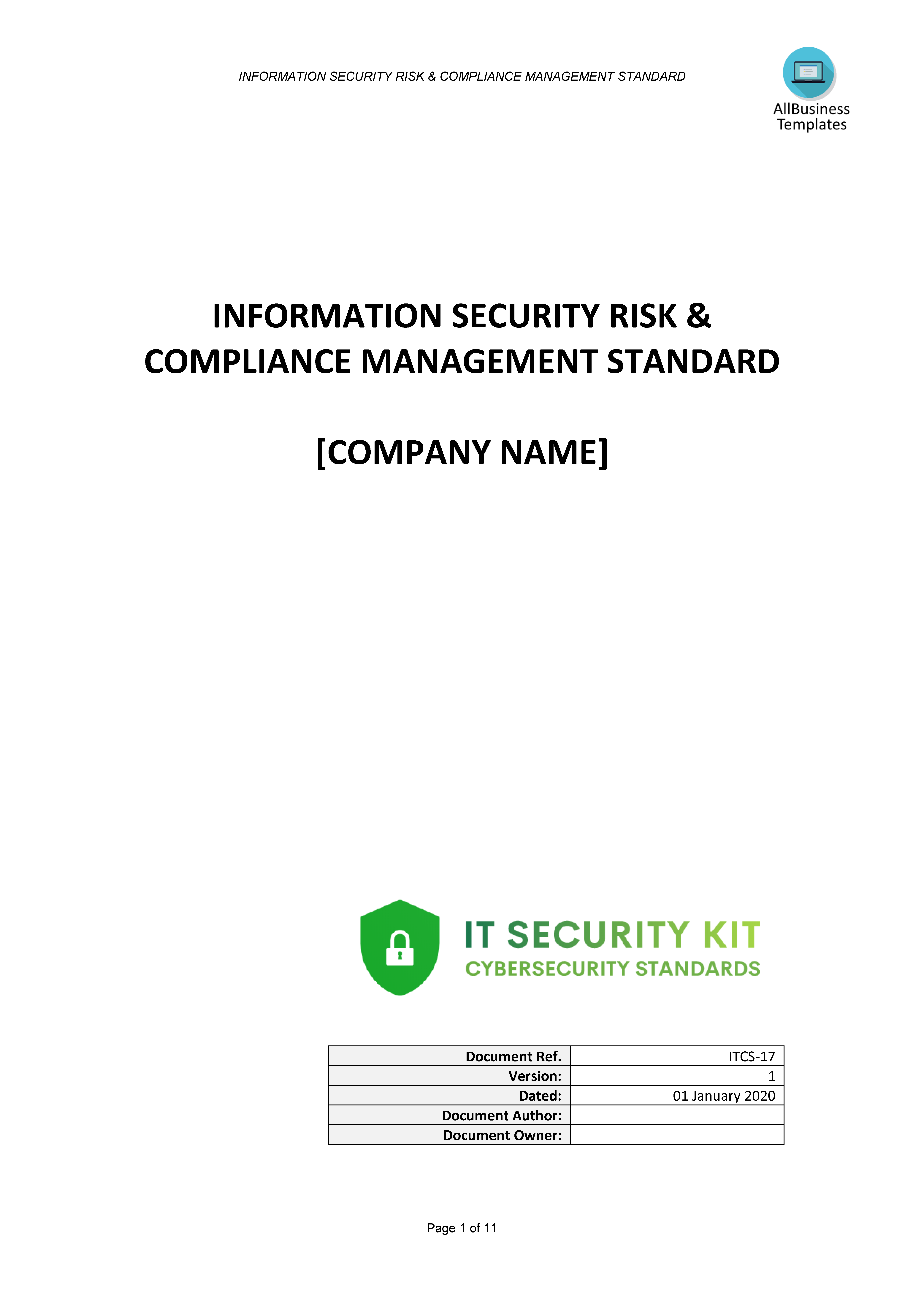 IT Security Risk & Compliance Management | Templates at ...