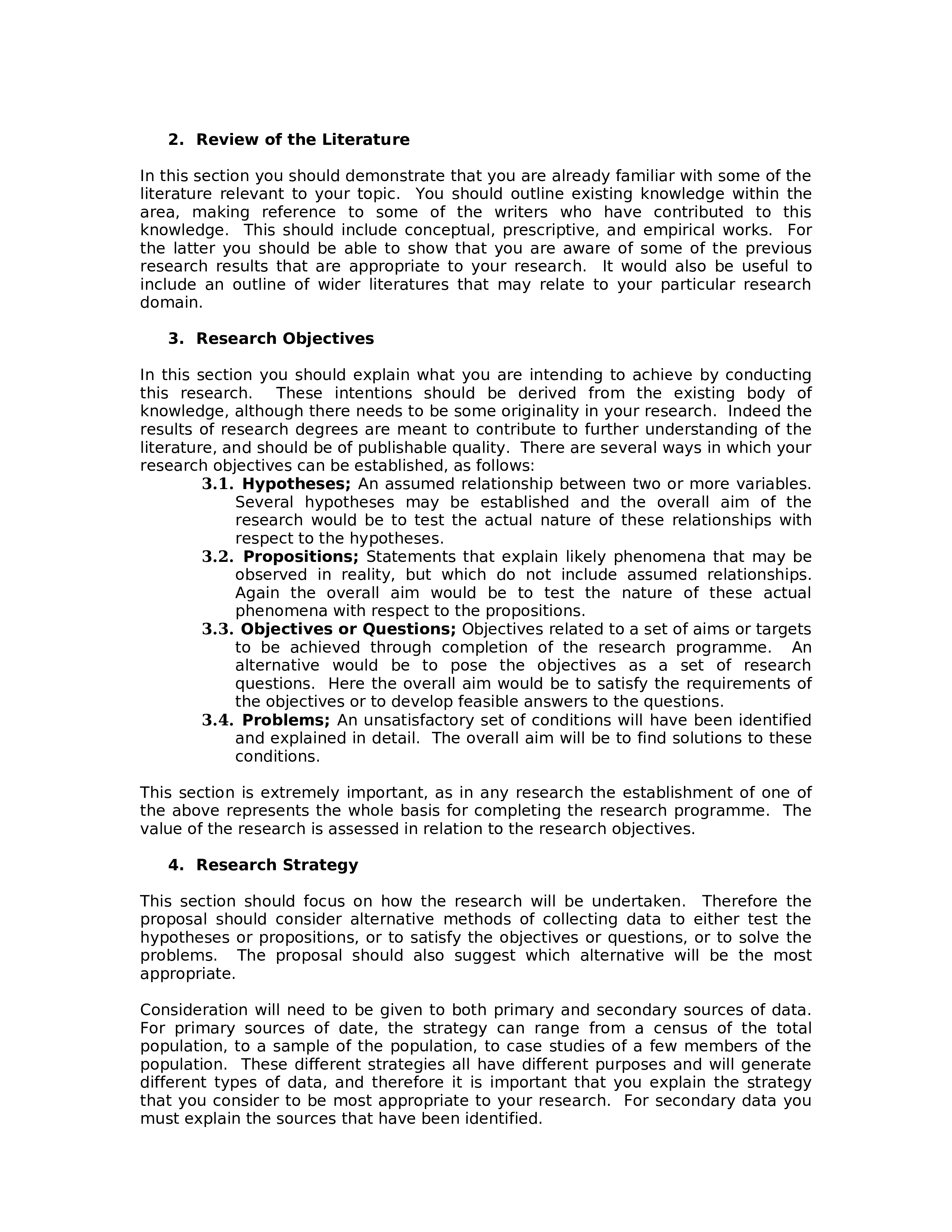Kostenloses Standard Research Proposal Format