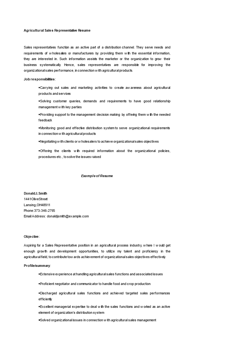 Gratis Agrarisch Verkoop Representative CV