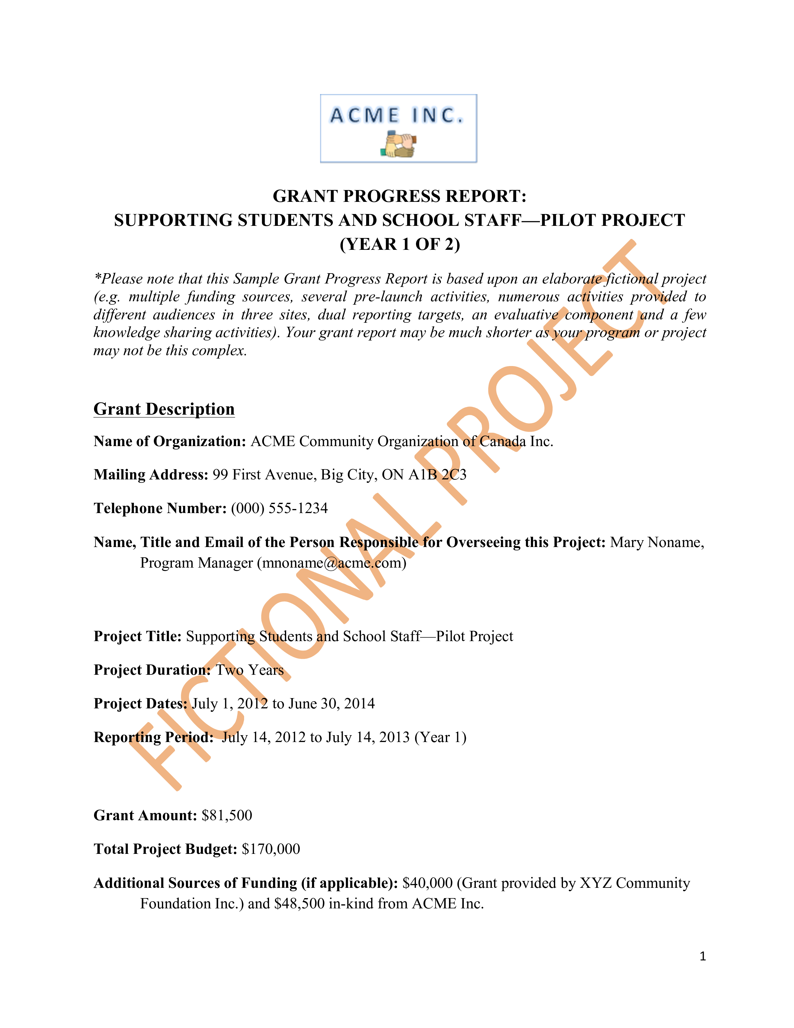 Grant Progress Report For Students And Staff Templates At 