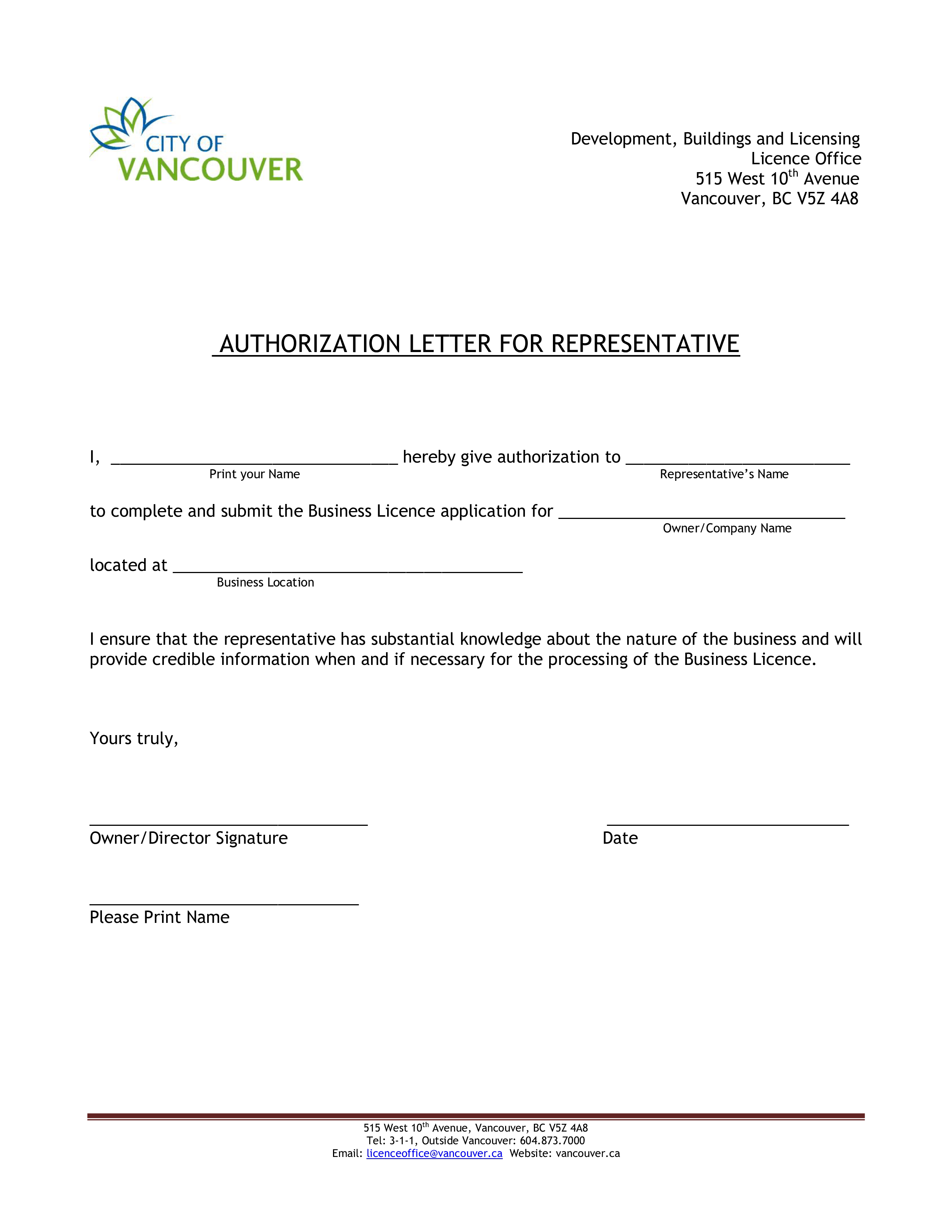 T l charger Gratuit Letter Of Authorization For Representative
