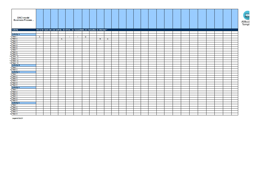 DACI Six Sigma with Instructions | Templates at allbusinesstemplates.com