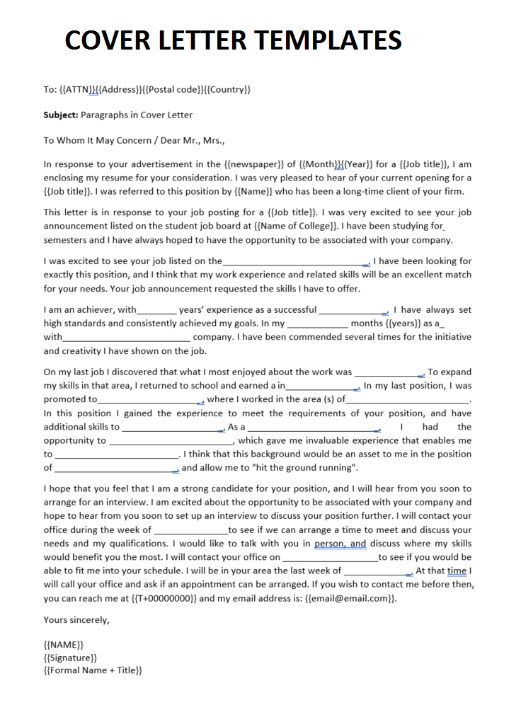 Cover Letter Format for Job Application | Templates at ...