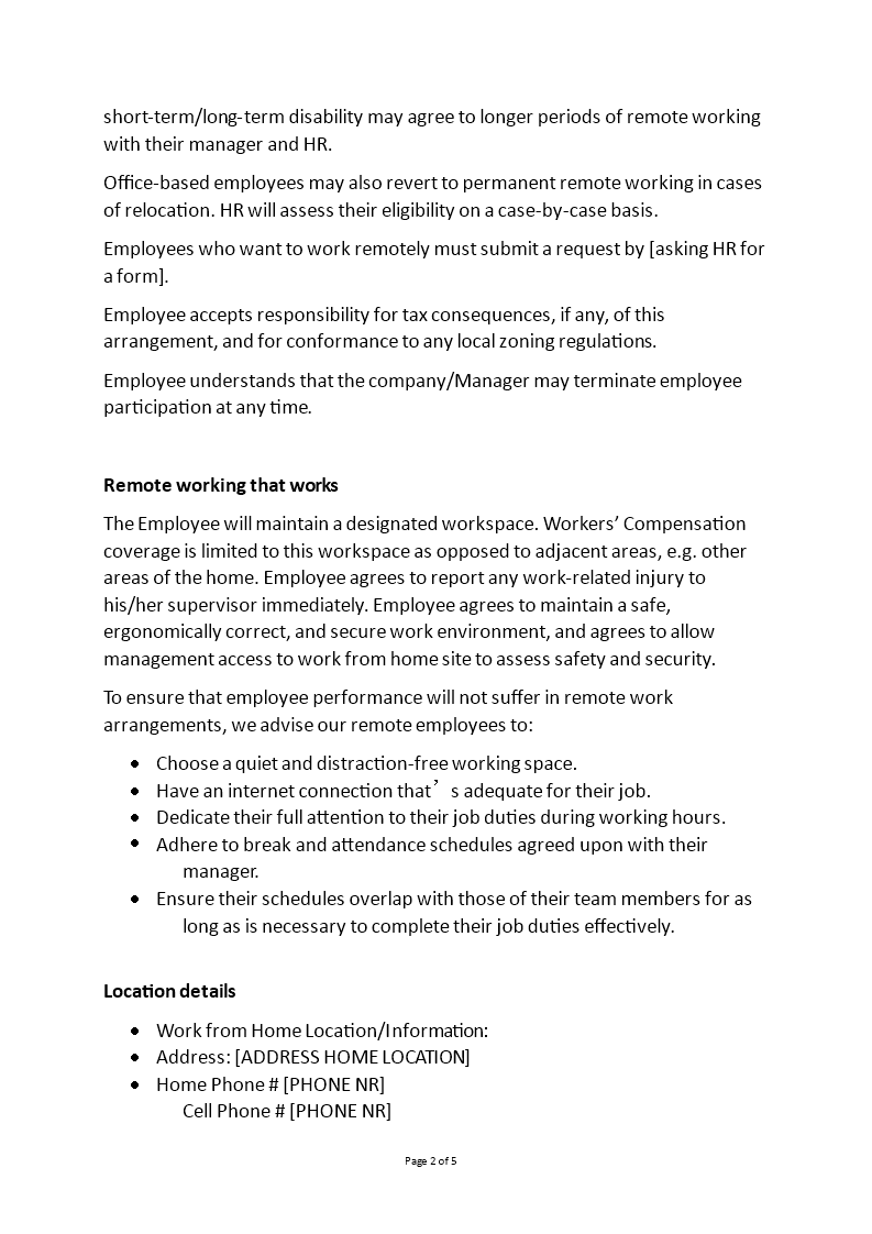 Work From Home Policy | Templates at allbusinesstemplates.com