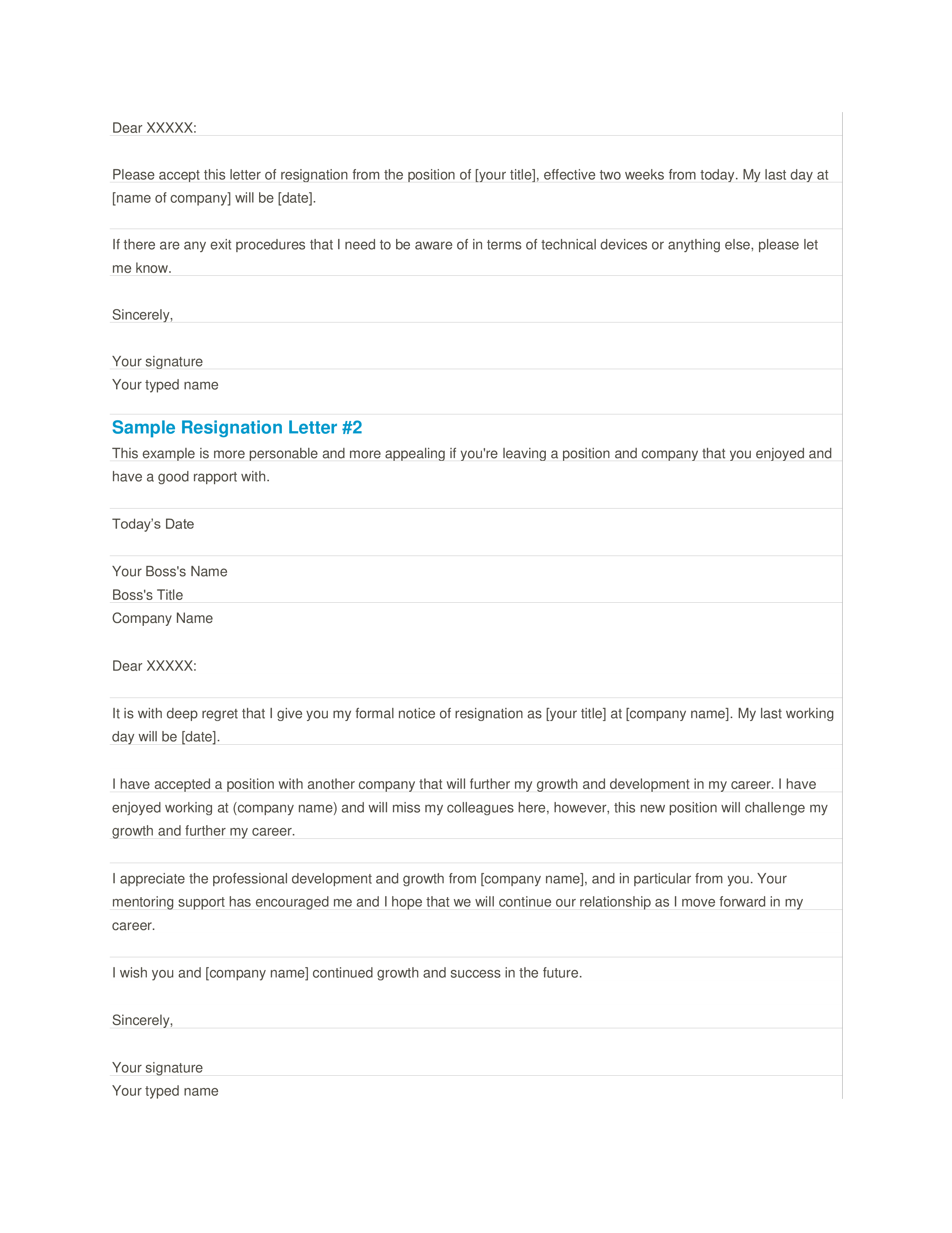Heartfelt Resignation Letter template | Templates at ...