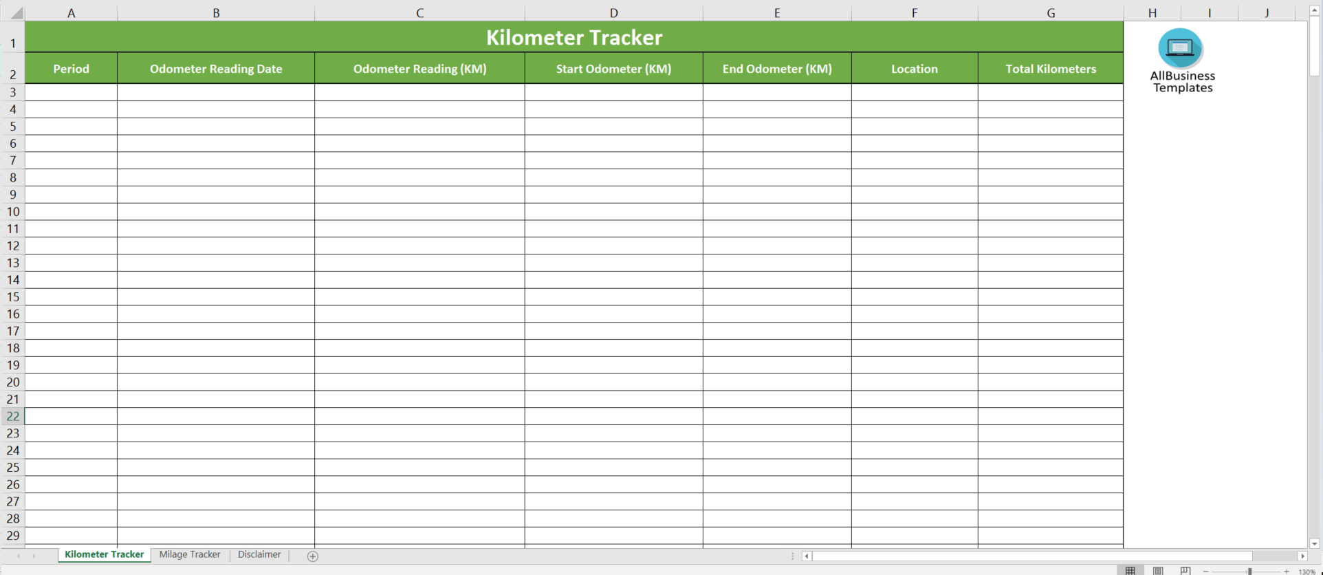Mileage Log Kilometer Tracker | Templates at allbusinesstemplates.com