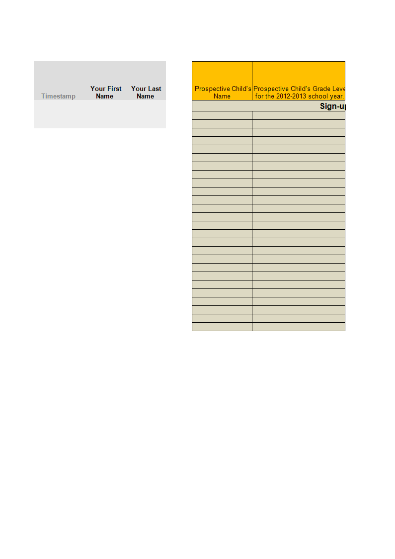 Sign up Sheet Excel Template Templates At Allbusinesstemplates