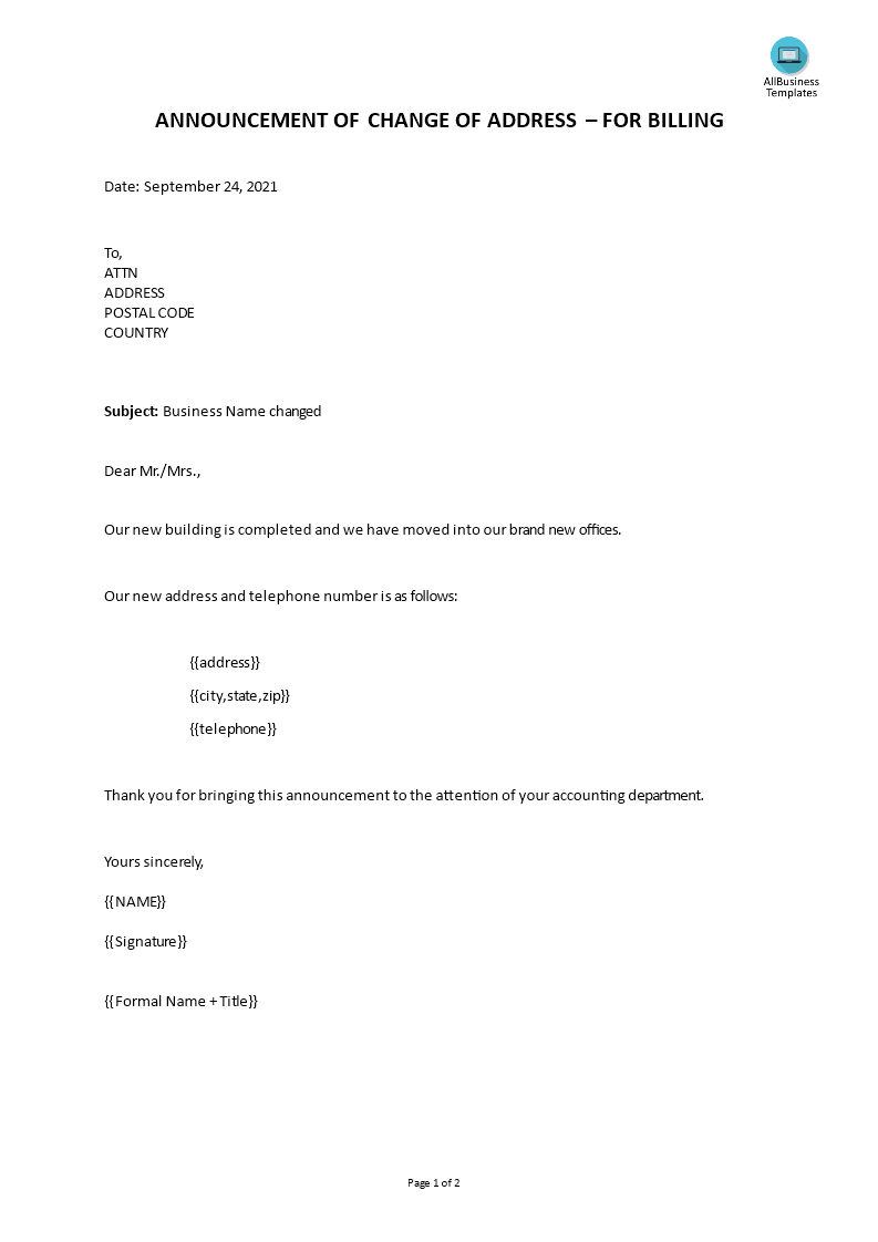 Change Of Address Awaiting Refund | Templates at allbusinesstemplates.com