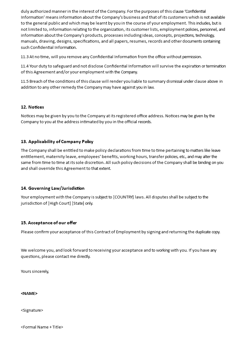 Contract of Employment Appointment Letter | Templates at ...