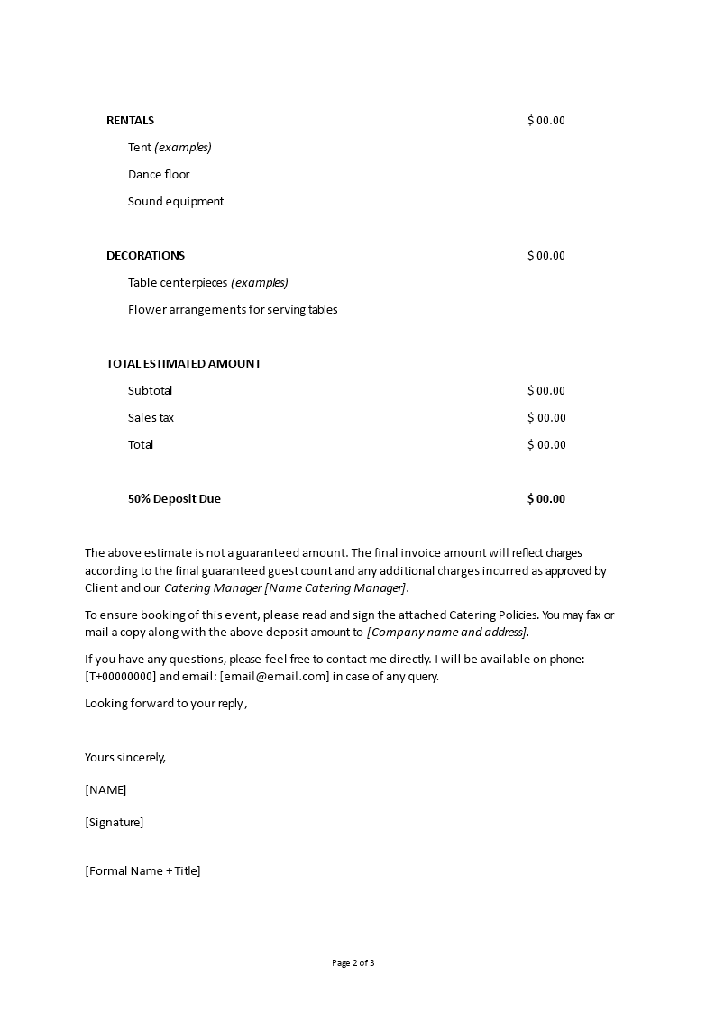 Restaurant Catering Proposal for Event | Templates at ...