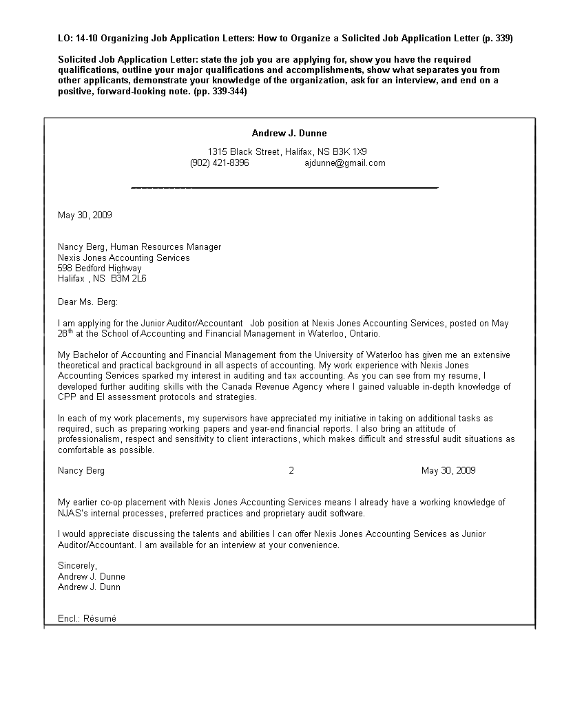Accounting Job Application Letter Templates At Allbusinesstemplates