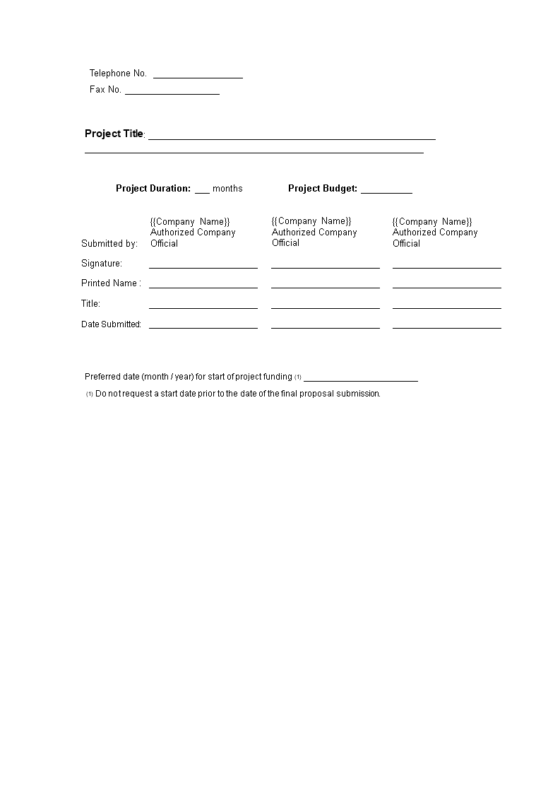 Project Proposal Cover Page | Templates at allbusinesstemplates.com