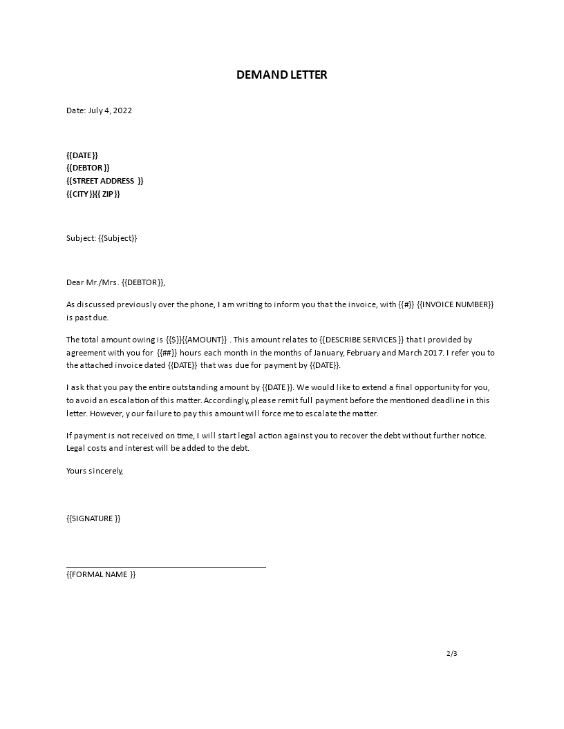 Demand Letter Sample | Templates at allbusinesstemplates.com
