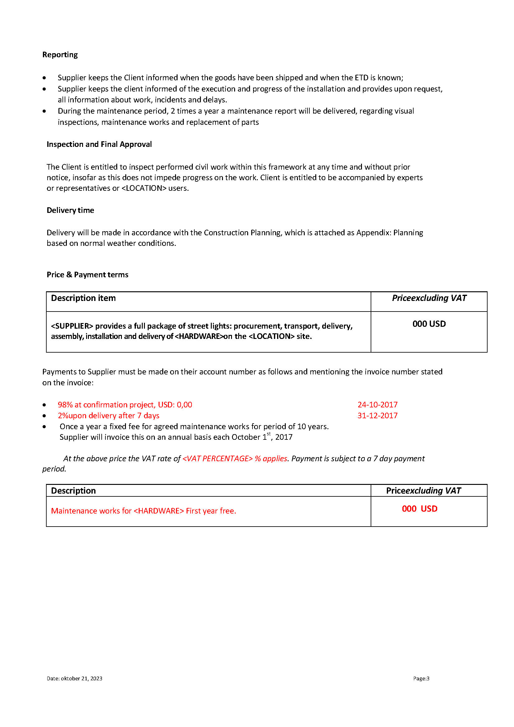 EPC Installation Maintenance Agreement | Templates at ...