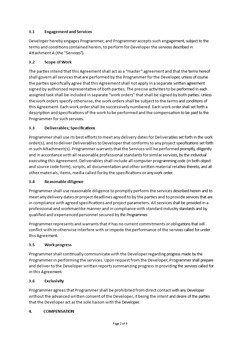 Independent Contractor Agreement Programming | Templates at ...