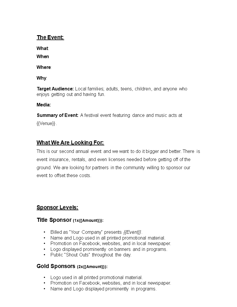 Music Event Proposal | Templates at allbusinesstemplates.com