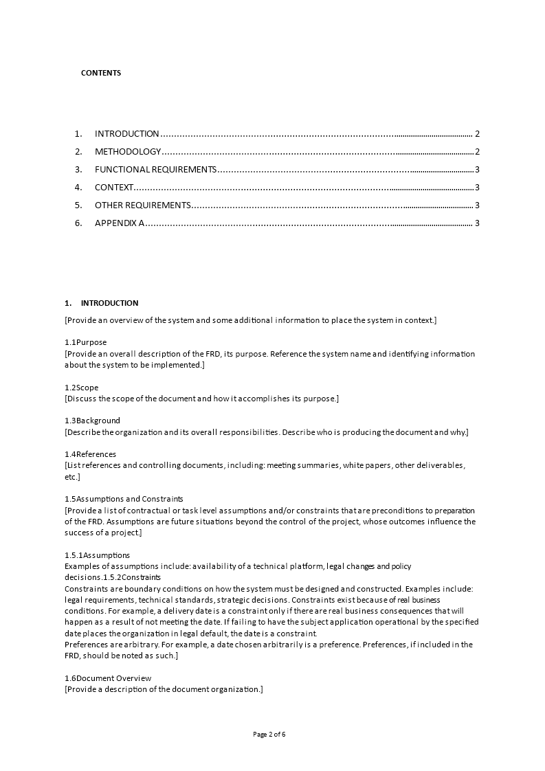 Functional Requirements Document | Templates at allbusinesstemplates.com