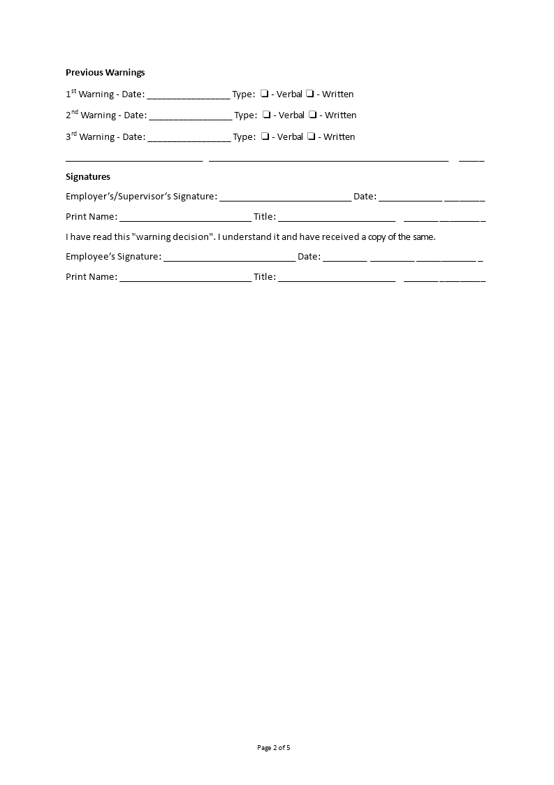 Prima Employee Write Up Form