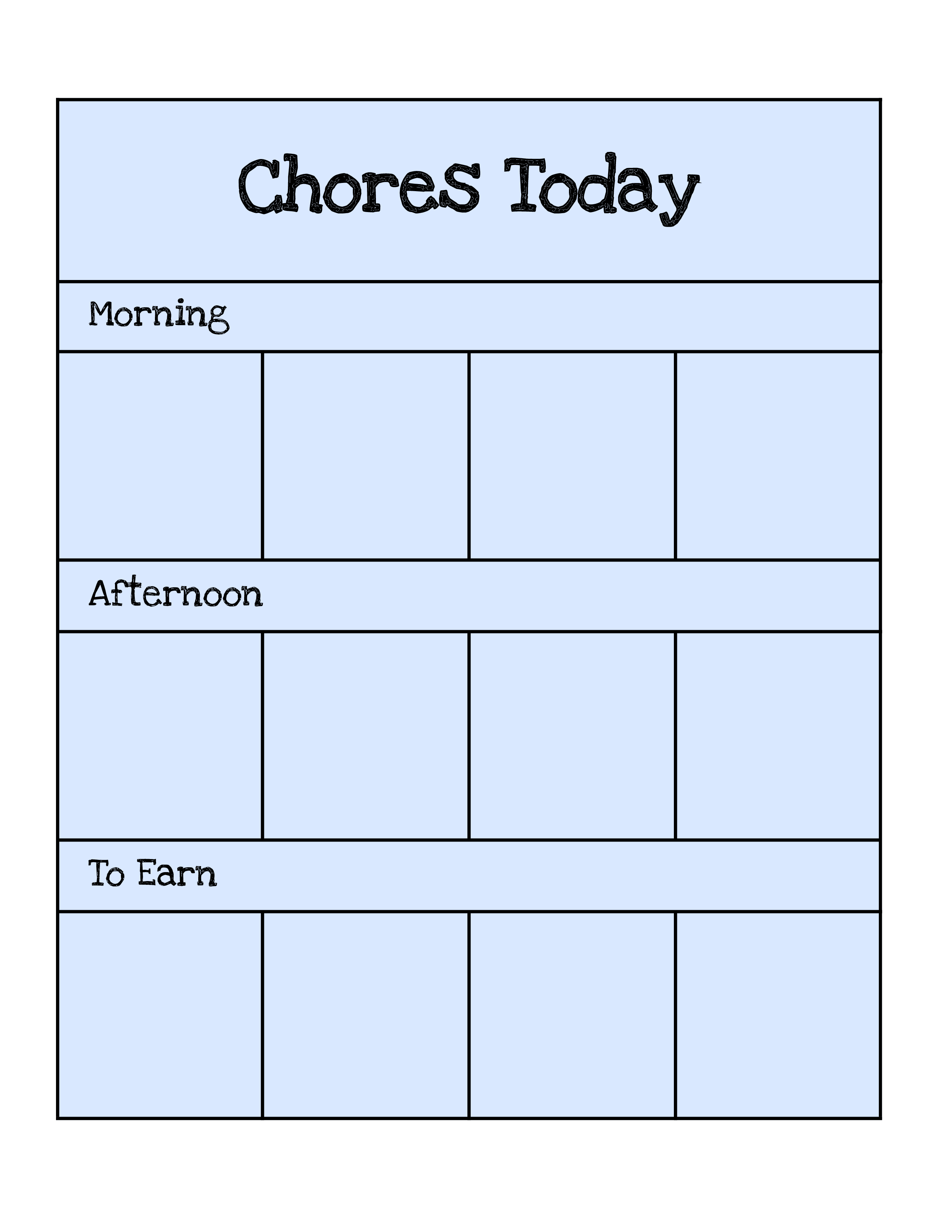 Preschool Chore Chart | Templates at allbusinesstemplates.com