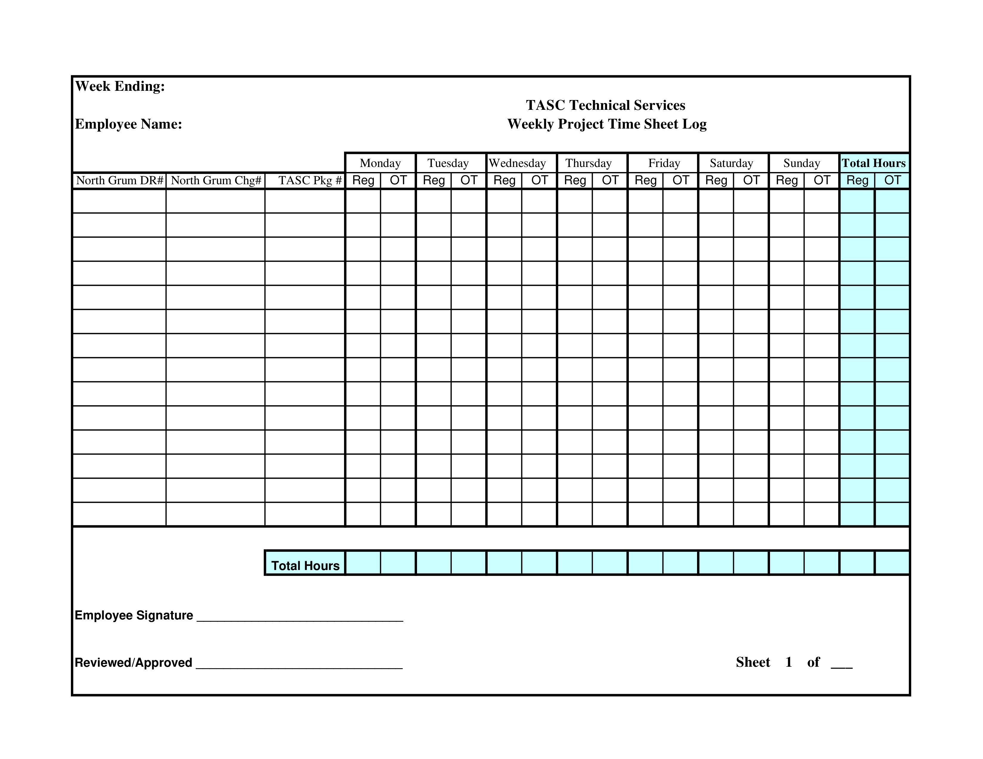 Kostenloses Weekly Project Time Sheet