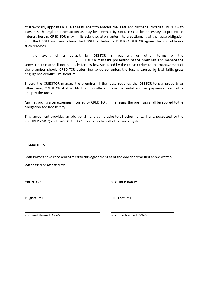 Collateral Assignment of Lease | Templates at allbusinesstemplates.com