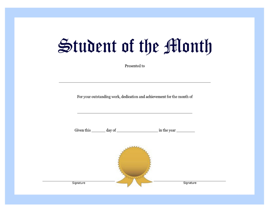 Student of the Month Certificate | Templates at allbusinesstemplates.com